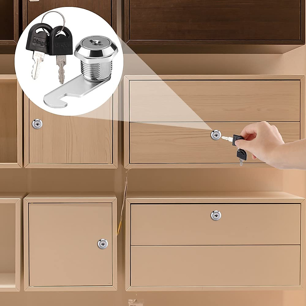 Cam Lock,Security Mailbox Lock, Cam Lock 2pcs Drawer Locks with 4 Keys Lock Furniture Hardware Door Cabinet Lock for Office Desk Letter Box Cam Locks 16mm 20mm 25mm 30mm (Color : 25mm) (Color : 30mm