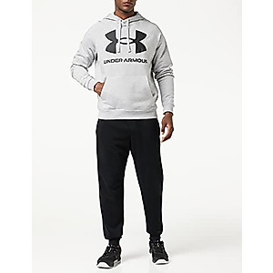 Under Armour Mens Rival Fleece Big Logo Hoodie , Mod Gray Light Heather (011)/Black , Small
