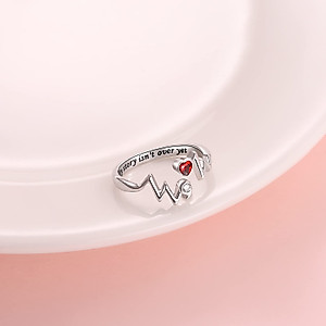 EJALEN S925-Sterling-Silver Faith Hope Love Ring - Cross Rings for Women Adjustable Inspirational Faith Over Fear Ring Jewelry Jesus Christian Gifts for Women Teens Sizes 6-8 (red)