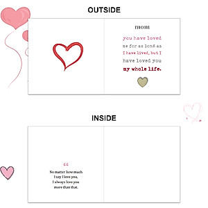 Miatoi Special Mother's Day Card, Birthday Card for Mother from Daughter Son, Sentimental Card for Mom, Thank You Mom, Love You My Whole Life