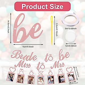 JIEYAO Glitter Bridal Shower Decorations, “Bride to be” “Miss to Mrs” Banner, Shiny Bachelorette Bridal Party Banner Miss to Mrs Sign with Photo Banner for Wedding Engagement Party Kit Supplies