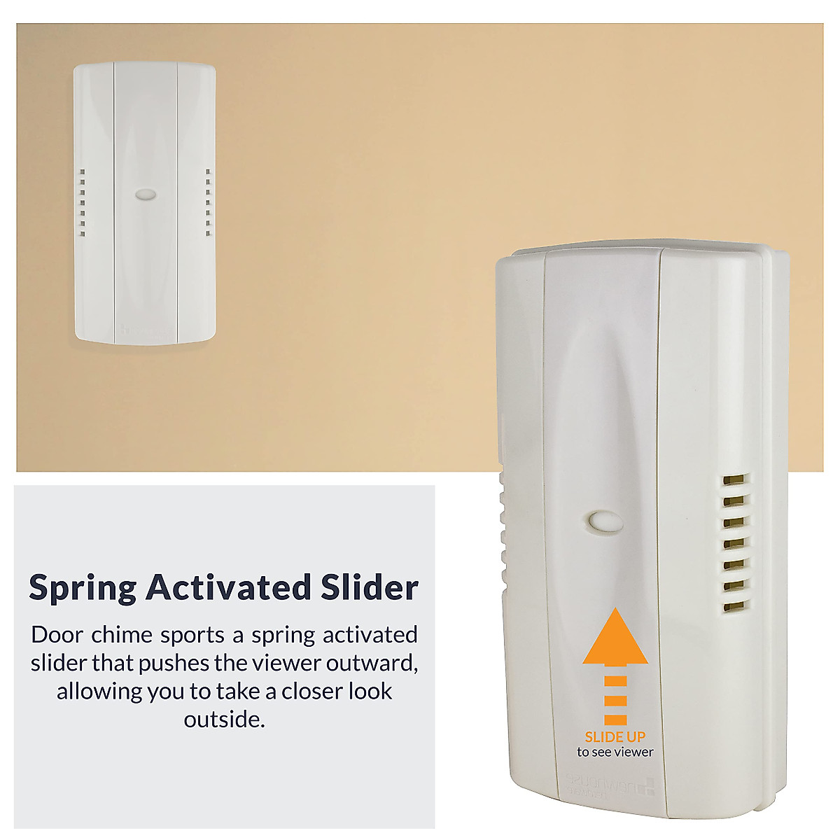 2-Note Mechanical Door Bell Chime and Door Button with Viewer, Silver