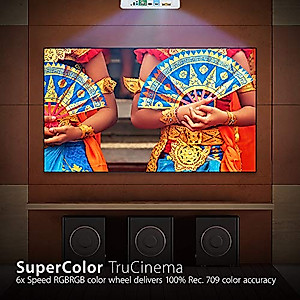 ViewSonic 1080p Projector with Rgbrgb Rec 709 DLP 3D Dual HDMI 22, 000: 1 Contrast and Low Input Lag for Home Theater and Gaming (PX725HD)