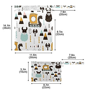 Kigai Viking Boat Wet Dry Bags for Baby Cloth Diapers Waterproof Reusable Wet Bags with 2 Zippered Pockets for Travel Beach Pool Stroller Gym Swimsuits Wet Clothes (2 Pack)