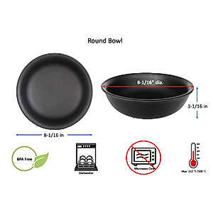 Lucky Star Melamine Round Bowls Set Ramen Vietnam Pho Noodles Soup Bowls, 8-1/16"dia. X 3-1/16” H (Capacity: 48 oz), Black (24)