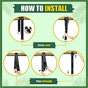 Greenity Tree Swing Strap Adjustable - 5ft Long Hammock Straps for Trees Heavy Duty - Lightweight Hammock Tree Straps with Carabiners Hold 2000 Lbs Fast Way to Hang Swings Using Rope Style Tree Strap