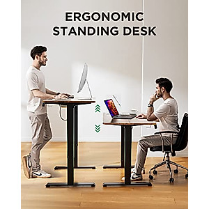 Totnz Memory Electric Height Adjustable Desk Sit Stand Up Computer Workstation for Home Office, 48inch, Rustic Brown
