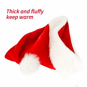 BOSONER Santa Hat, Unisex Velvet Comfort Christmas Hat, Extra Thicken Classic Fur for Christmas New Year Festive Holiday Party Supplies