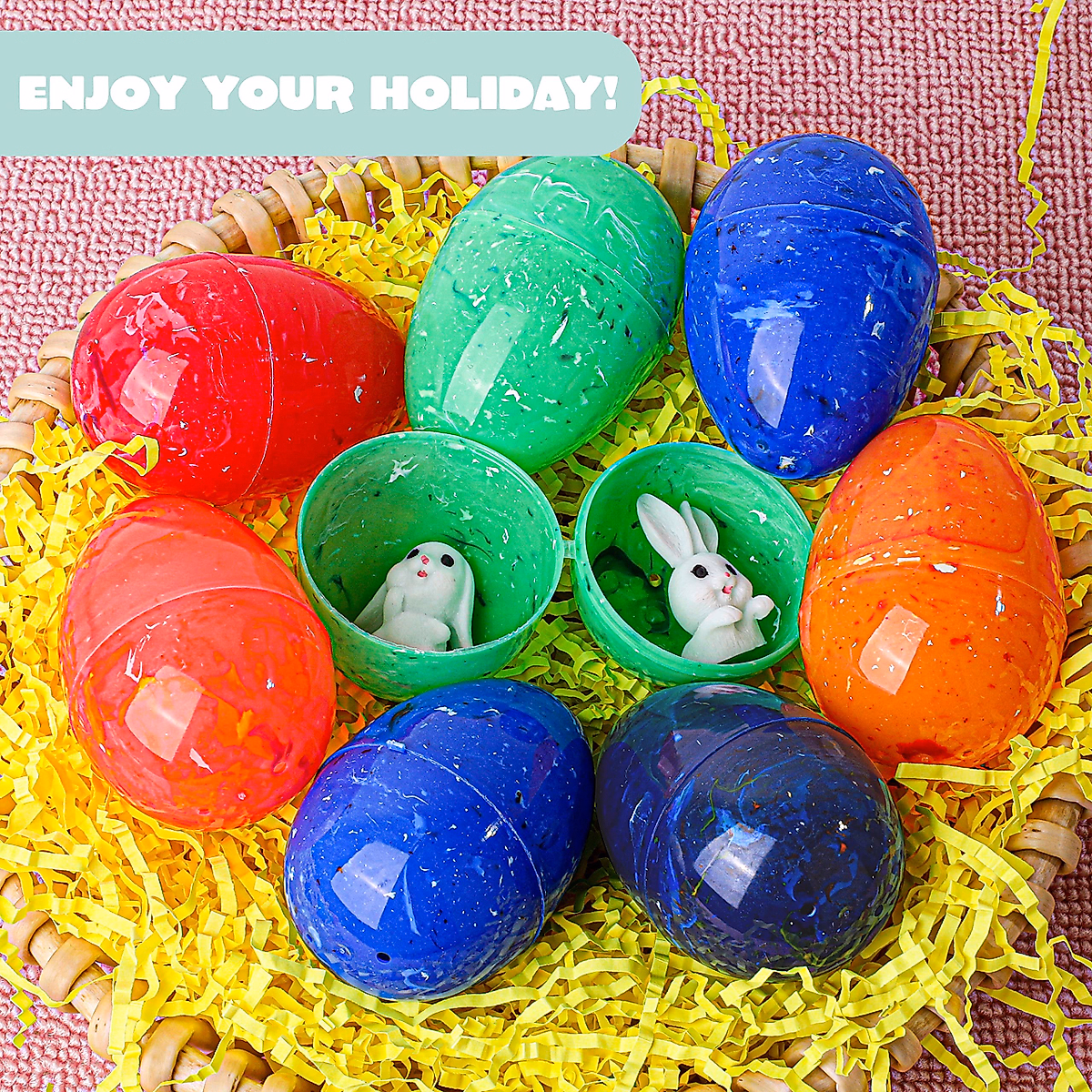 JOYIN 30 Pcs Plastic Iridescent Printed Bright Easter Eggs 3.15" Tall for Easter Hunt, Basket Stuffers Fillers, Classroom Prize Supplies, Filling Treats and Party Favor