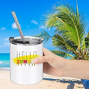 Sublimation Blank Tumblers Bulk 10 oz White Stainless Steel Sublimation Straight Skinny Tumblers with Lids and Straw Double Wall Vacuum Insulated Cups for DIY Heat Press Print(8 Pack)