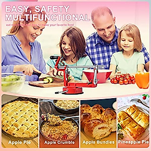 Apple Peeler, Stainless Steel Apple Corer Slicer Peeler, Durable Heavy Duty Die Cast Magnesium Alloy Apple Peeler Slicer Corer with Suction Base(Red)