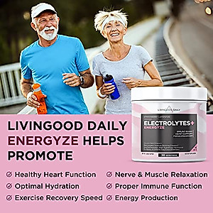 Livingood Daily Electrolytes Powder No Sugar - Keto Electrolytes Hydration Powder with Vitamin C, Taurine, D-Ribose & FOS - Sugar Free Electrolyte Drink Mix - 30 Servings, Strawberry Lemonade
