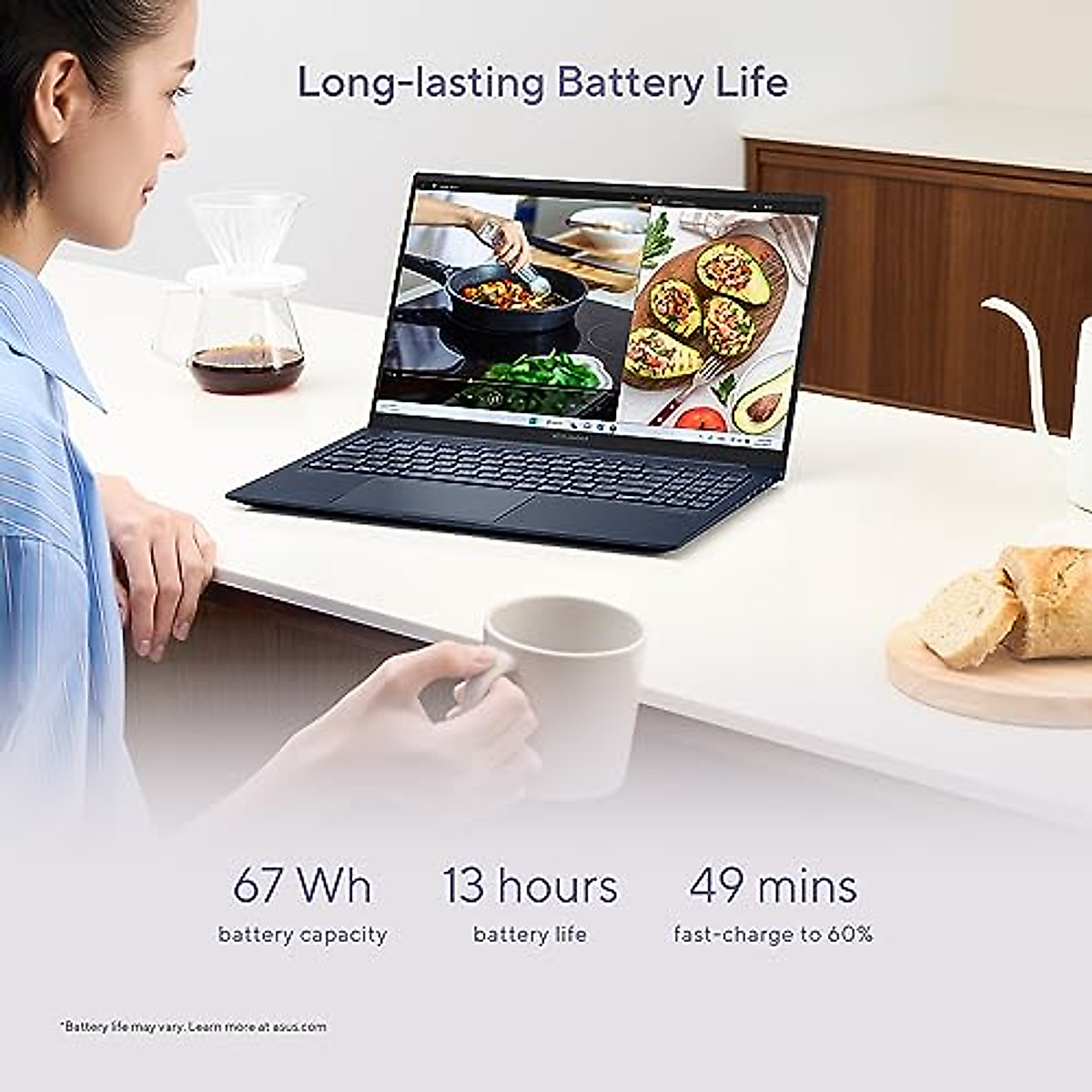 ASUS Zenbook 15 Laptop, 15.6” FHD Display, AMD Ryzen 5 7535U CPU, AMD Radeon Graphics, 16GB RAM, 512GB SSD, Windows 11 Home, Ponder Blue, UM3504DA-AS54