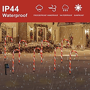 BRIGHTDECK Christmas Solar Candy Cane Pathway Lights, 8 Pack 21“ Outdoor LED Christmas Decorative Marker Lights, Light Up Solar Stake Lights for Holiday, Xmas, Walkway, Sidewalk, Garden,Yard（Red）