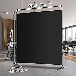 Carivia Single Large Panel Room Divider, 6 Ft Tall Privacy Screen Room Divider,Freestanding Room Partition Wall Divider,Lightweight Room Divider Screen for Home Office,69''W x 70''H, Black