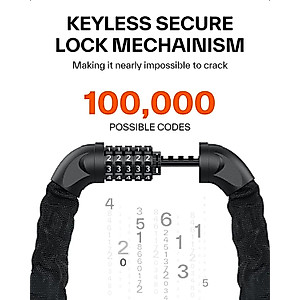 Sportneer Bike Chain Lock Heavy Duty, Bicycle Lock with 5 Digit Combination Heavy Duty Anti Theft Keyless Security Bike Locks for Bicycle, Electric Bike, Scooter, Motorcycle, Door, Gate and Fence