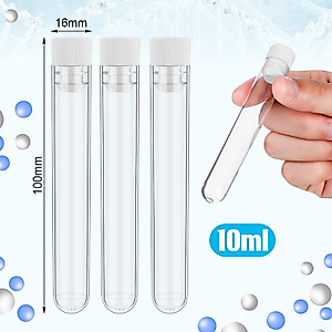 Xuhal 500 Pcs Test Tubes 10 ml Clear Plastic Test Tubes with Caps 16 x 100 mm Small Propagation Tubes for Scientific Experiments Plant Propagation Powder Spices Candy Storage