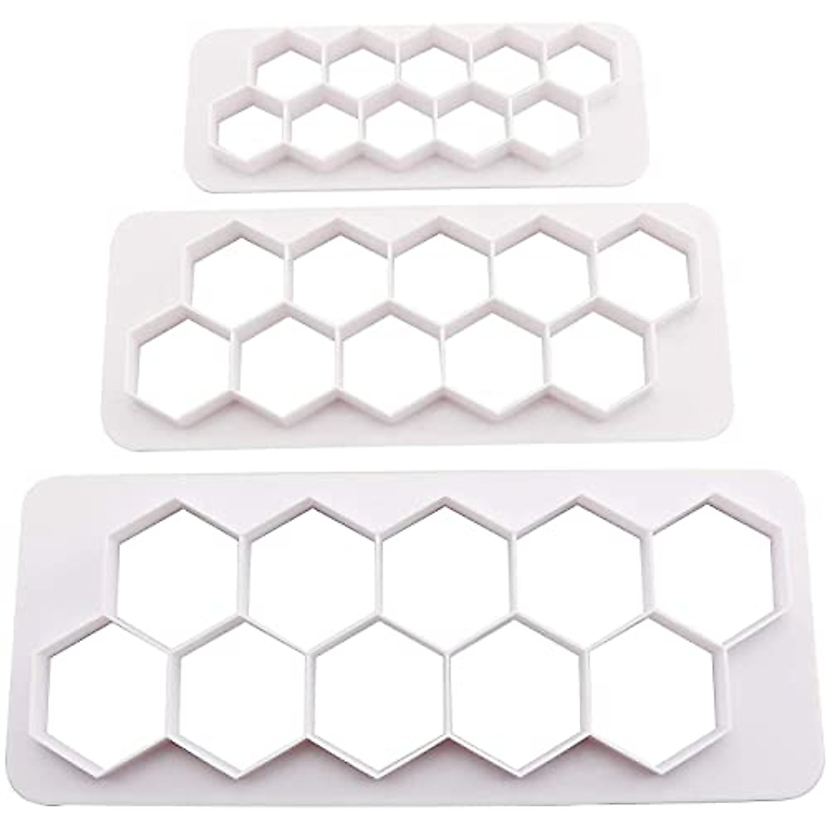 Longdex Hexagon Multi Cutter 3 Sizes White Hexagon Cookie Cutter Football Cake Fondant Cake DIY Decorative Mold