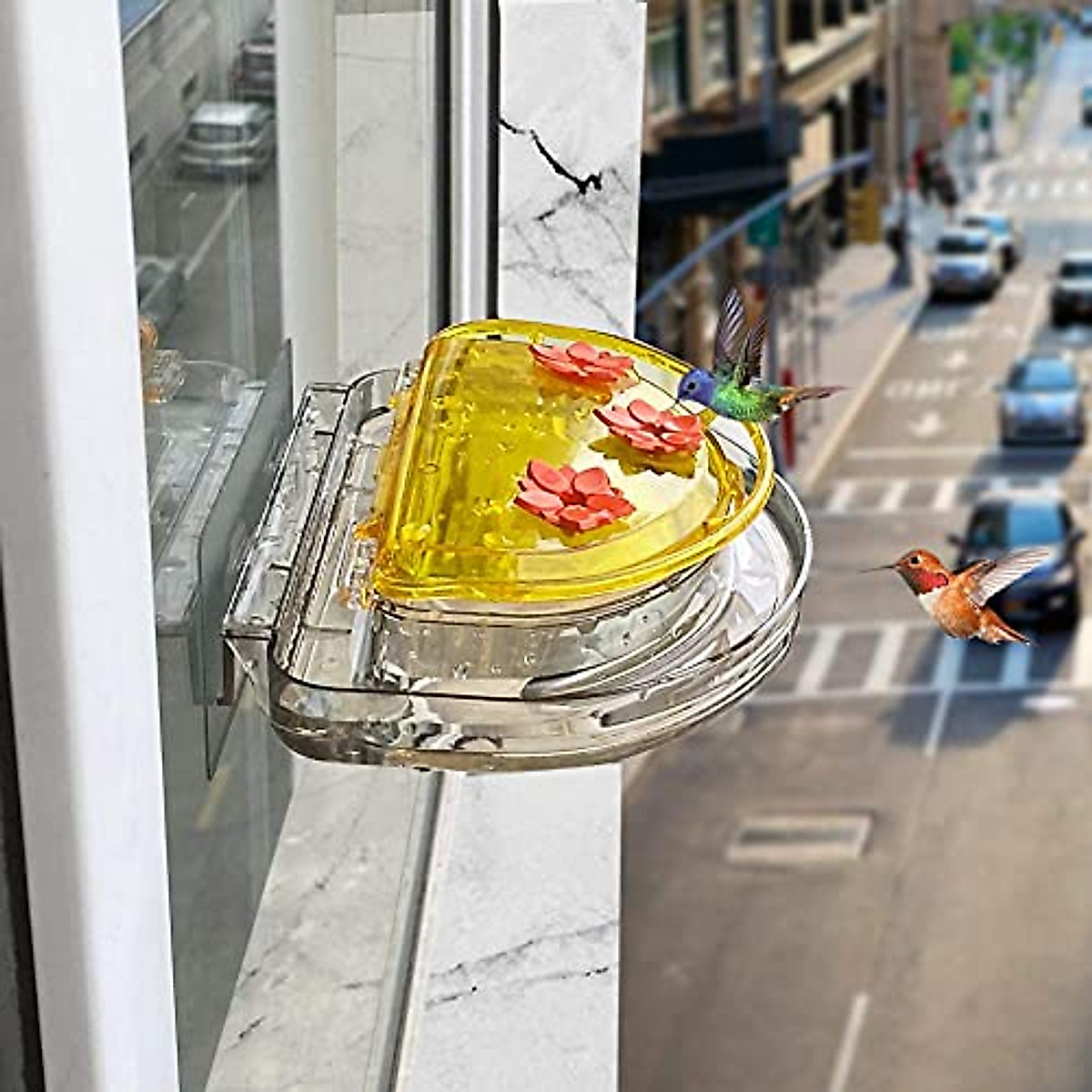 Lulu Home Hummingbird Feeder, 8 Fluid Ounces Flower Bird Feeder with 3 Feeding Stations for Outdoors (1)