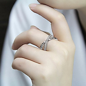 FLYOW Purity Ring S925 Sterling Silver True Love Waits Infinity Criss Cross Rings for Women Lady Size 6