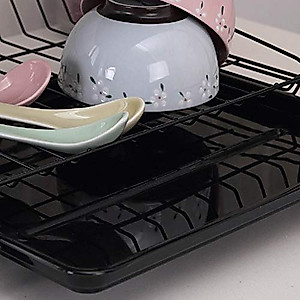 PDGJG 2-Tier Kitchen Dish Storage Drain Rack Set Plate Bowl Spoon Storage Frame Steel Storage Basket Organizer