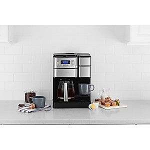 Cuisinart SS-GB1 Coffee Center Grind and Brew Plus, Built-in Coffee Grinder, Coffeemaker and Single-Serve Brewer with 6oz, 8oz and 10oz Serving Size, Black/Silver, 12-Cup Glass