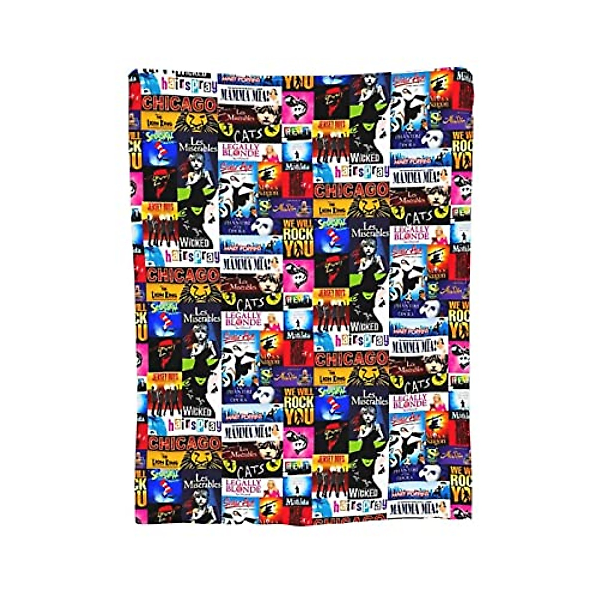 Broadway Musical Collage Blanket Cute Anime Fleece Throw Blankets and Throws for Couch Bed Sofa Office Ultra Soft Lightweight Plush Cozy Warm Flannel Blanket 60"X50"