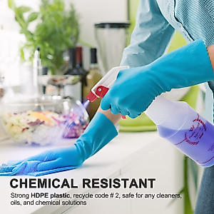 Uineko Plastic Spray Bottle (4 Pack, 24 Oz, All-Purpose) Heavy Duty Spraying Bottles Leak Proof Mist Empty Water Bottle for Cleaning Solution Planting Pet with Adjustable Nozzle and Measurements