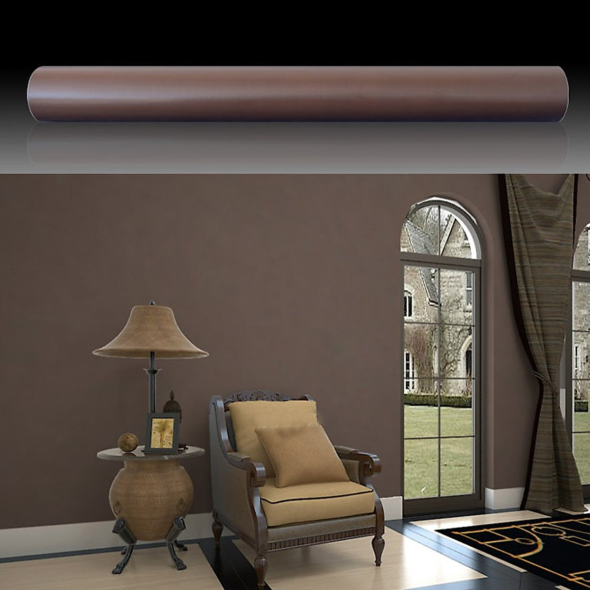 Yifely Solid Brown Furniture Paper Self-Adhesive Shelf Liner Wardrobe Sticker 17.7 Inch by 9.8 Feet