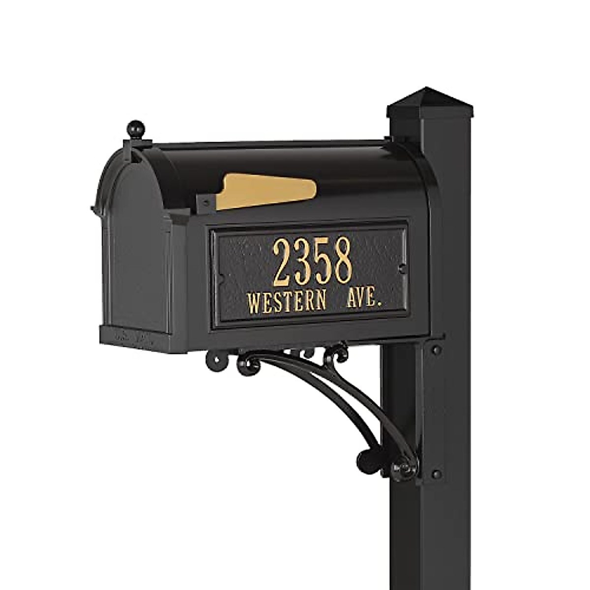 Whitehall 16308 Aluminum Superior Mailbox Package in Black