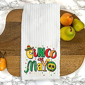 Savvy Sisters Gifts Cinco de Mayo Dish Towel, Towel Waffle Weave Party Gift, House Warming Gift Mom Sister Grandmother (16x24)