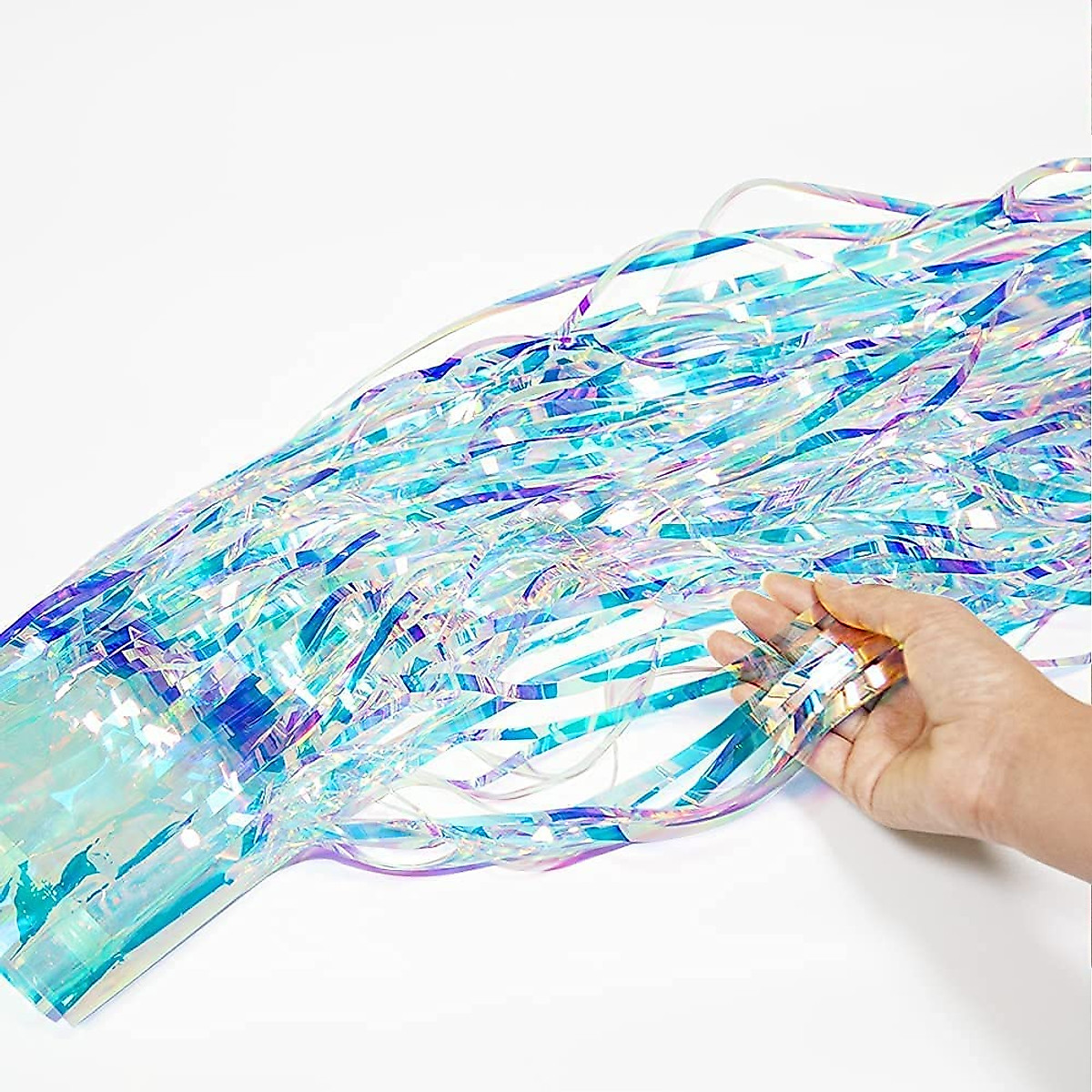 Cheerland Iridescent Tinsel Foil Curtain Twinkle Star Garland Hanging Decoration Proposal Wedding Engagement Holographic Background Bridal Baby Shower Birthday NYE New Year Eve Party Backdrop