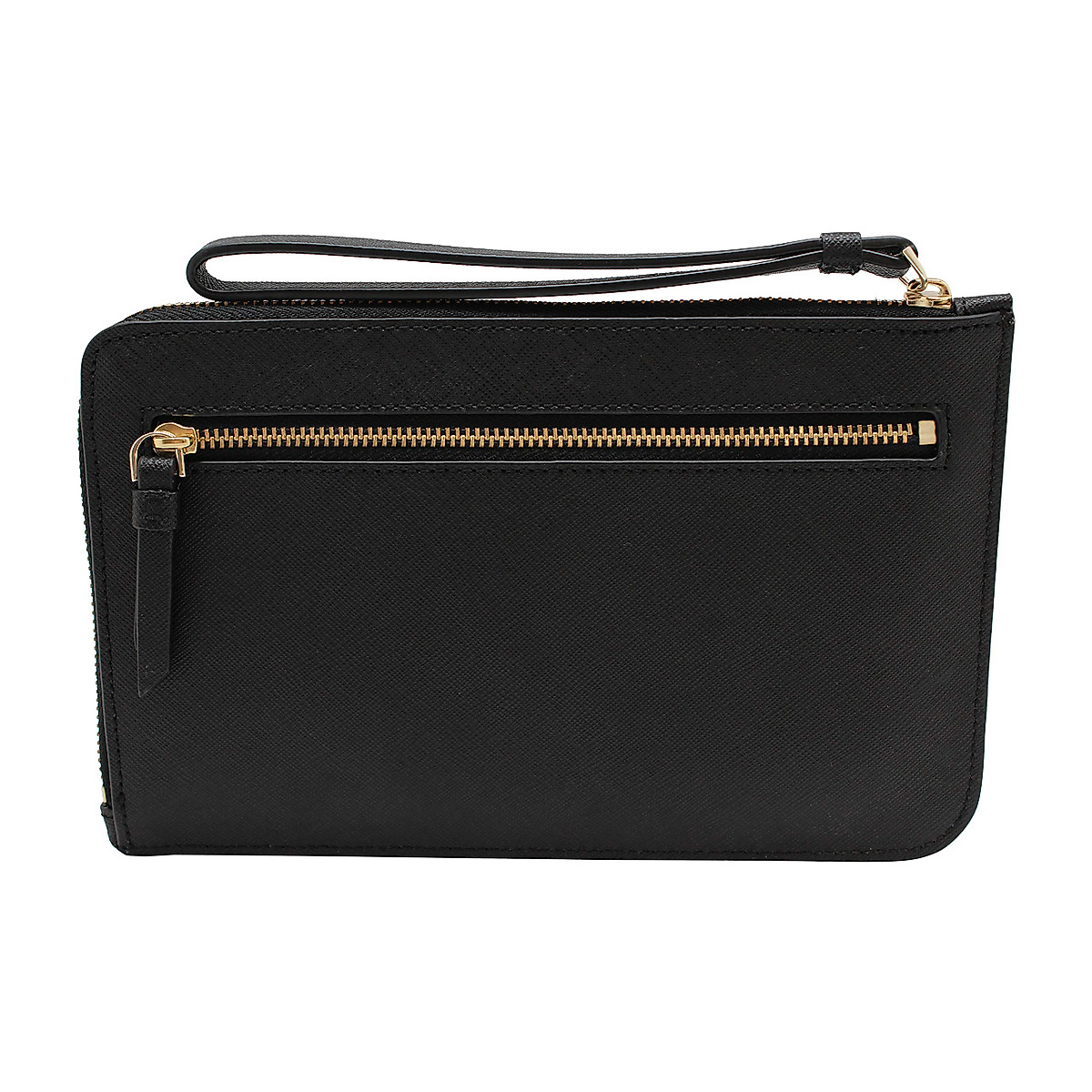 Kate Spade New York Cameron Medium L-Zip Leather Wristlet Pouch Wallet Black