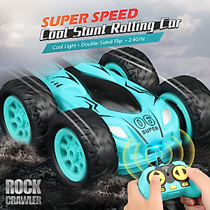 Meryi Mini Stunt RC Cars Toy, 4WD 2.4Ghz Remote Control Car Double Sided Rotating Vehicles, Kids Toy for Boys & Girls Birthday No Battery