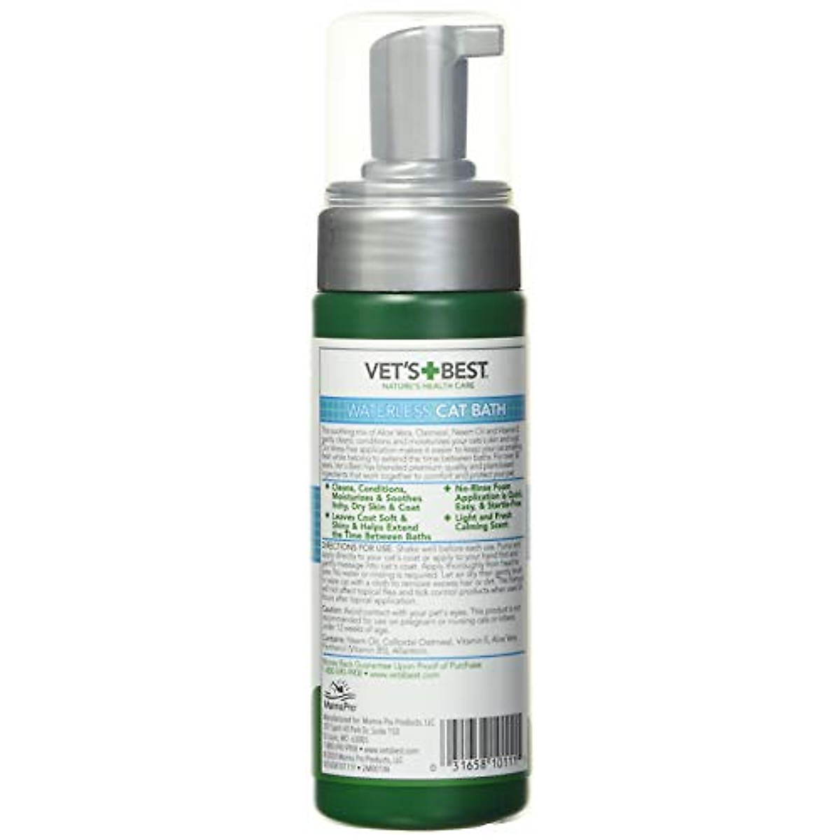 Vet's Best Waterless Cat Bath | No Rinse Waterless Dry Shampoo for Cats | Veterinarian Formulated | 4 Ounces