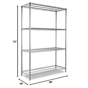 Alera Complete Wire Shelving Unit w/Caster, 48" x 18" x 72", Black Anthracite