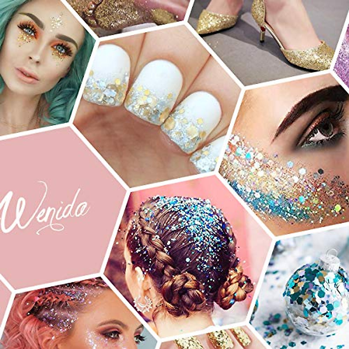 Body Glitter Wenida 9 Colors 190g Holographic Cosmetic Festival Makeup Chunky Powder for Nail Hair Eye Face
