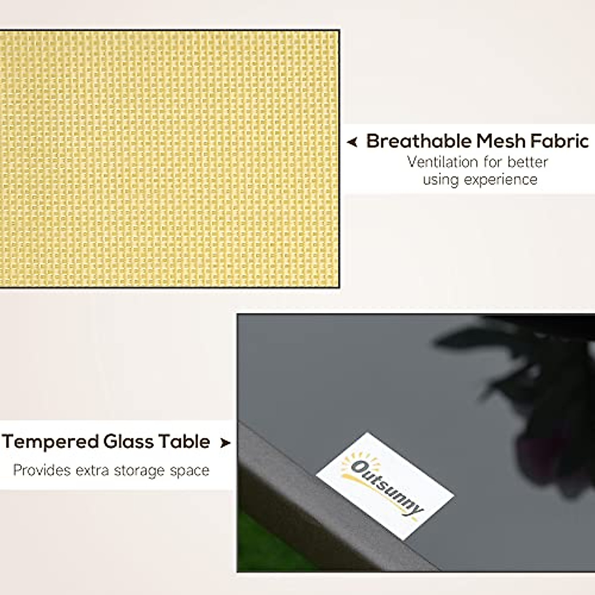 Outsunny 3-Piece Outdoor Gliders Set Bistro Set with Steel Frame, Tempered Glass Top Table for Patio, Garden, Backyard, Lawn, Yellow