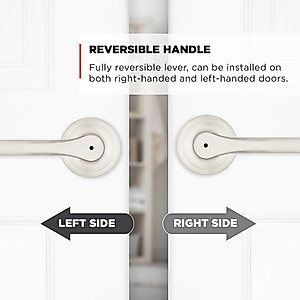 Kwikset Henley Interior Privacy Door Handle with Lock, Door Lever For Bathroom and Bedroom, Satin Nickel Reversible Keyless Turn Lock, with Microban Protection