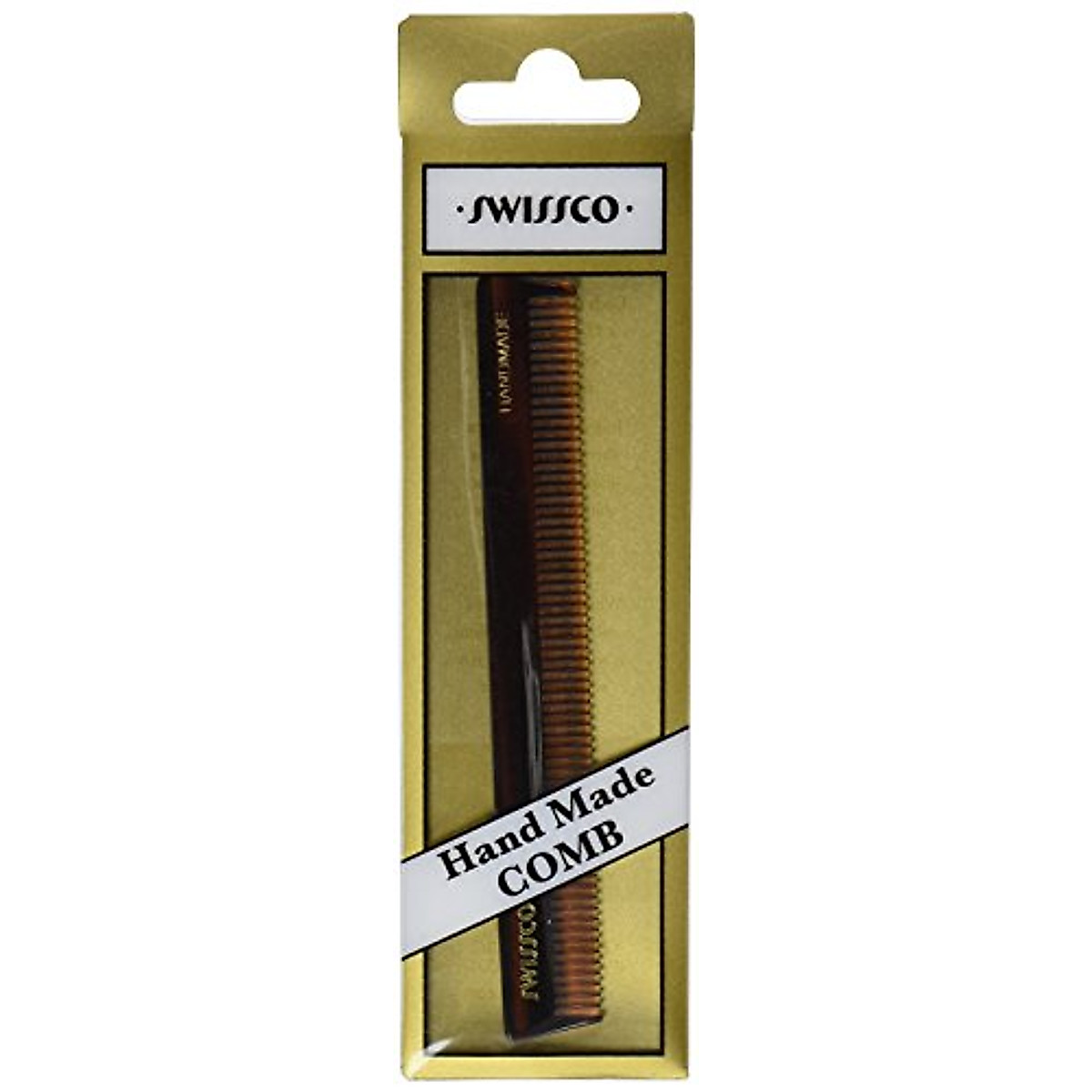 Moustache and Beard Comb by Swissco | Hair Comb for Men | Handmade Tortoise Combs for Men | Pocket Comb,Brown,4.5 Inch comb