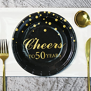 Pandecor Birthday Party Plates and Napkins Party Supplies,Disposable Birthday Party Decorations Set Serve up to 20 Guests (50 years old)