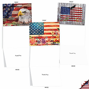 The Best Card Company 10 Assorted Thank You Note Cards Boxed Set 4 x 5.12 Inch with Envelopes (10 Designs, 1 Each) Artful Flags M6580TYG