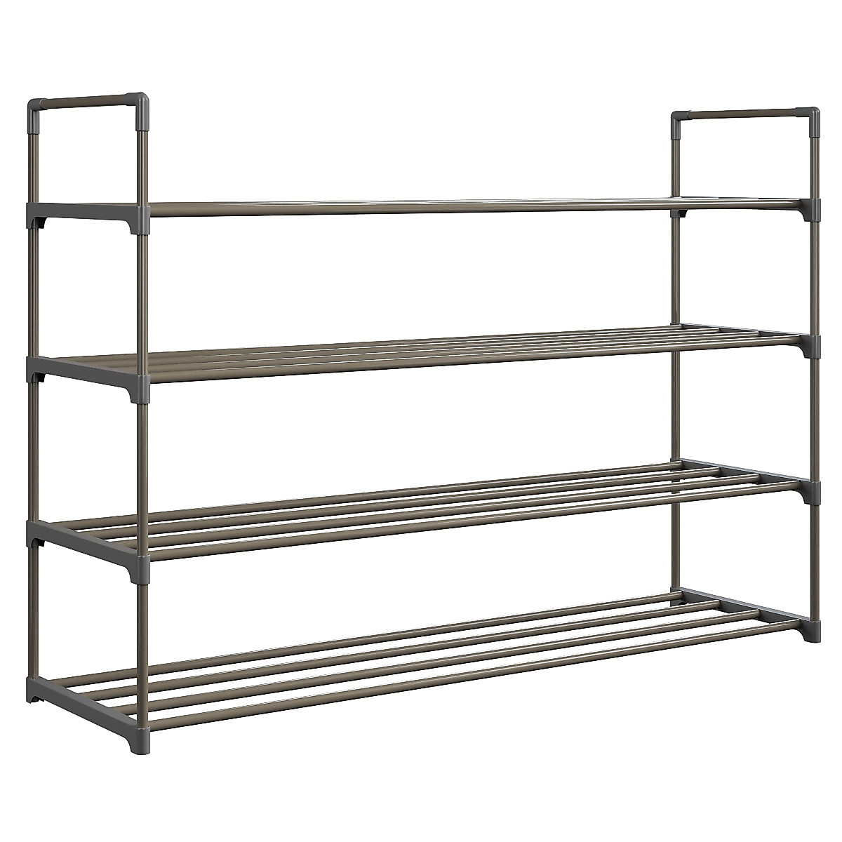 Shoe Rack - 4-Tier Shoe Organizer for Closet, Bathroom, Entryway - Shelf Holds 20 Pairs Sneakers, Heels, Boots by Home-Complete (Gray)