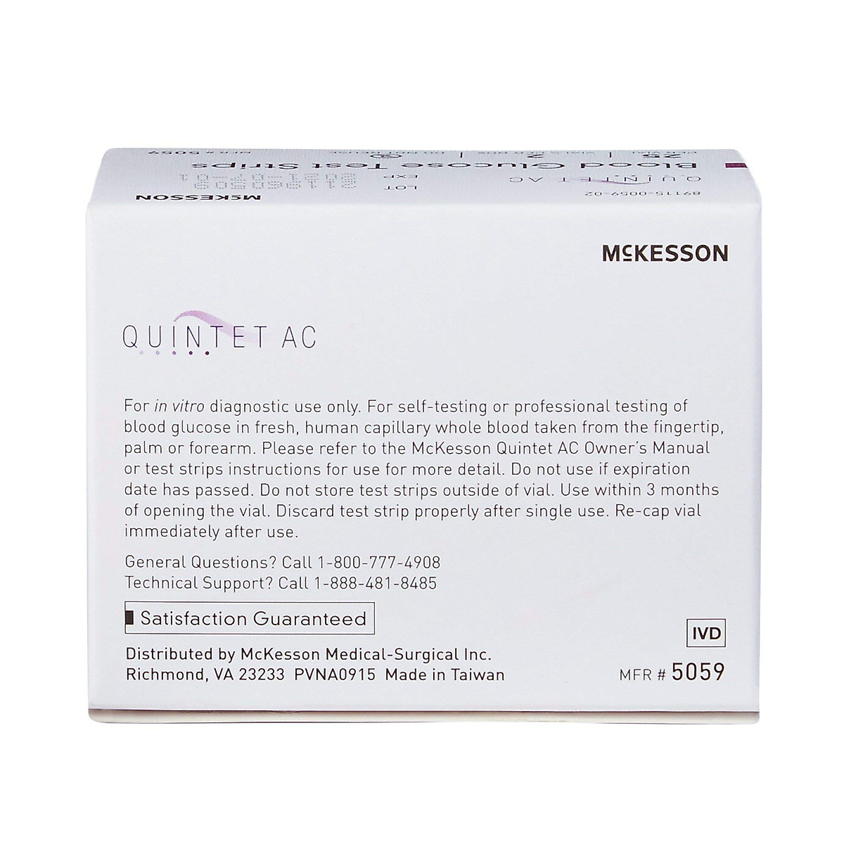 McKesson QUINTET AC Blood Glucose Test Strips - Auto Coding, Noble Electrode Strips, for Self-Testing and Point-of-Care Testing of Whole Blood Glucose, 50 Strips, 1 Pack