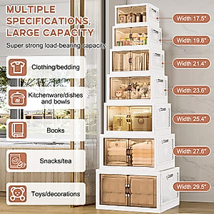 IEHFDCA Storage Bins with Lids,Stackable Storage Containers with Wheels,Collapsible Storage Bins with Magnetic Doors & Wheels, for Bedroom Study Toy Room Office 23QT 1Pack