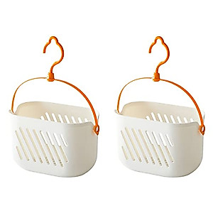 DOITOOL 2Pcs Hanging Shower Caddy Plastic Hanging Shower Caddy Baskets Portable Kitchen Organizer Storage Basket with Hook for Home White