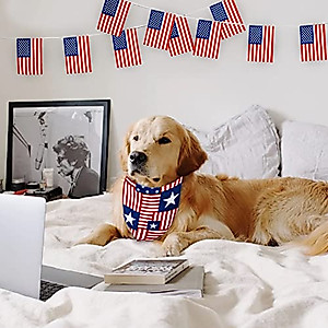 American Flag Dog Bandanas, 4th of July Dog Bandanas, 4 Pack Triangle Pet Scarfs, Holiday Pet Bandana for Small Medium Large Dogs Cats Pets