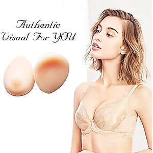 Mastectomy Prosthesis Silicone Breast Forms Self Adhesive False Boobs Women Concave Bra Enhancer Inserts for Crossdresser Transgender Cosplay,Nude,B Cup (600g/pair)