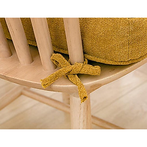 Happiness Decoration 2 Pack Chair Cushions for Dining Chairs with Ties Thick Soft Non Slip Seat Cushions Washable Tatami Square Comfortable Tufted Chair Pads,18" x 18" (Orange)