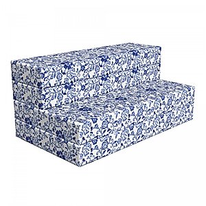 Ambesonne Watercolor Foldable Mattress, Vibrant Blue Flowers, 78.7" x 47.2", Violet Blue White